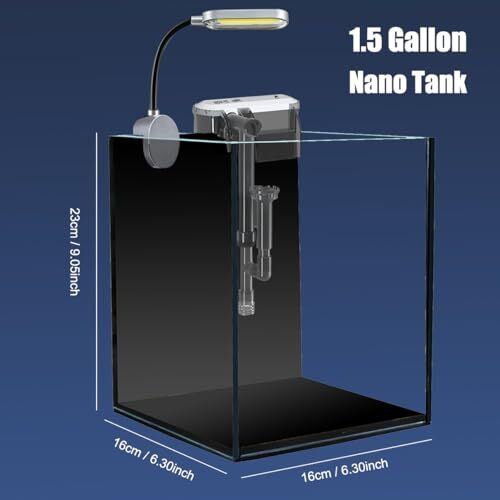 15 Gallon Fish Tank Starter Kits Nano Glass Aquarium with Filter Led ...