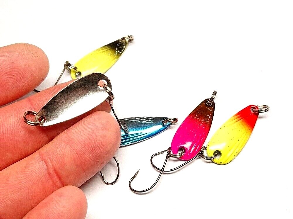 5 X 3g 30mm Micro Spoon metal spinners slow pitch shallow Trout Perch ...