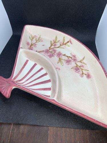 PRETTY Ceramic Fan Shaped Split Dish Cherry Blossom 19cm | eBay Australia