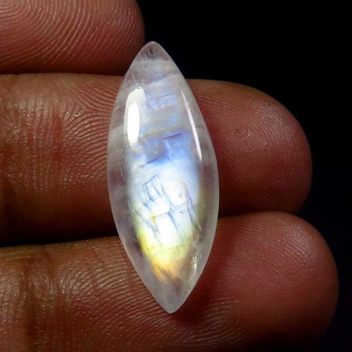 BLUE FLASH RAINBOW MOONSTONE CABOCHON MARQUISE 21x8 mm NATURAL GEMSTONE ...