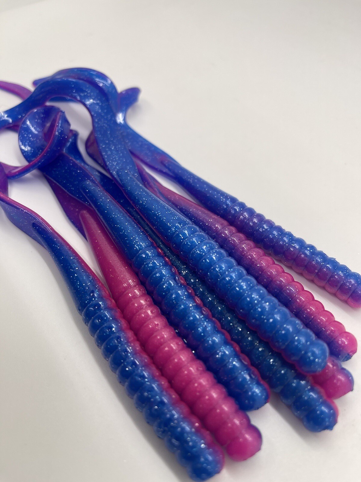 25ct 7 Inch Morning Dawn Curly U-Tail Soft Plastic Ribbon Tail Worm ...