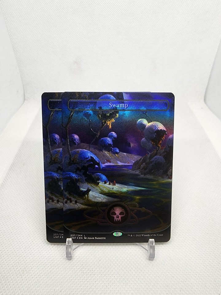 Unfinity Swamp 237 Borderless Foil Land x2 MTG Plus Bonus Card!!! | eBay
