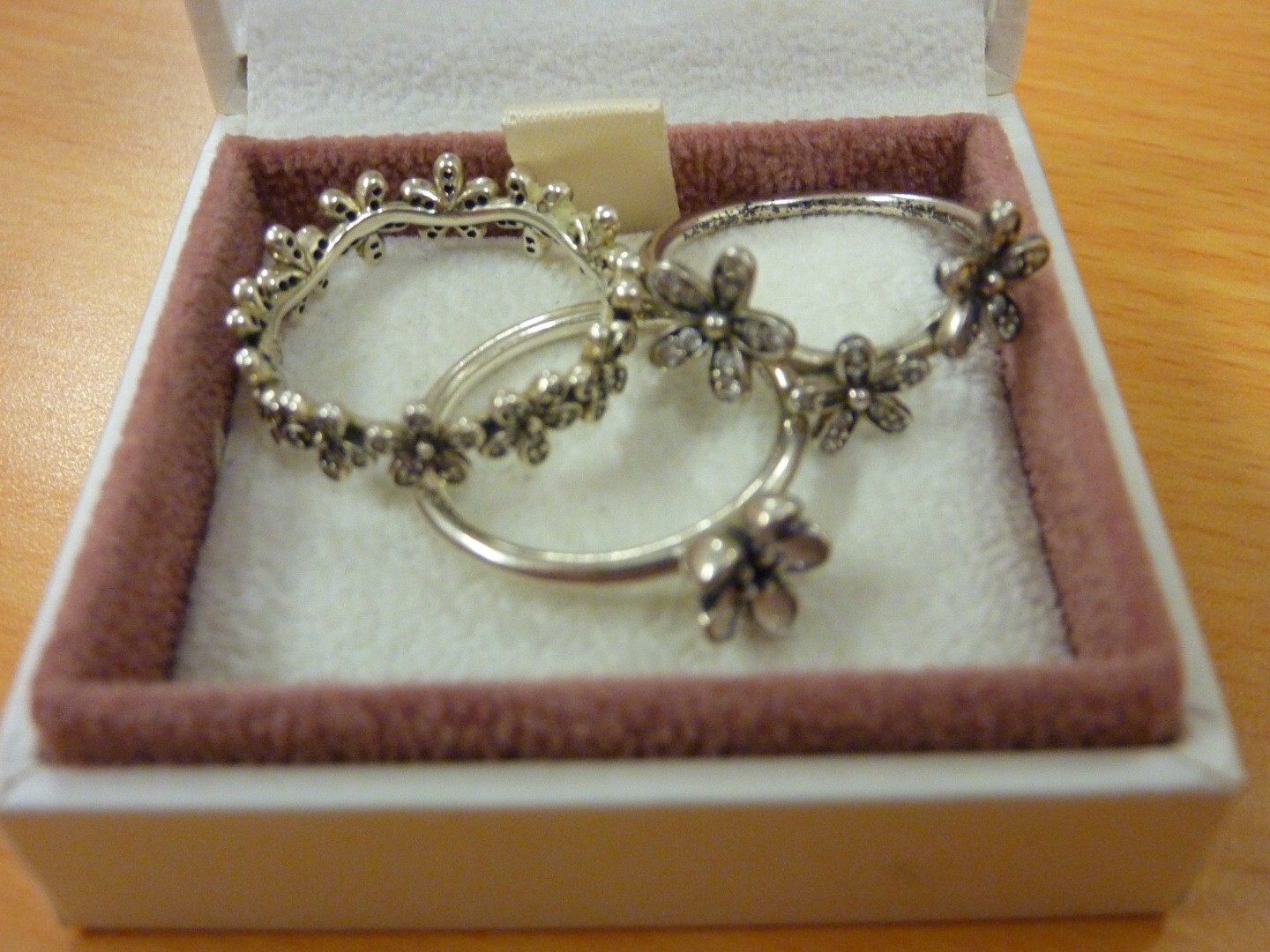 Set of Three PANDORA Daisy Rings - 925 Sterling Silve… - Gem