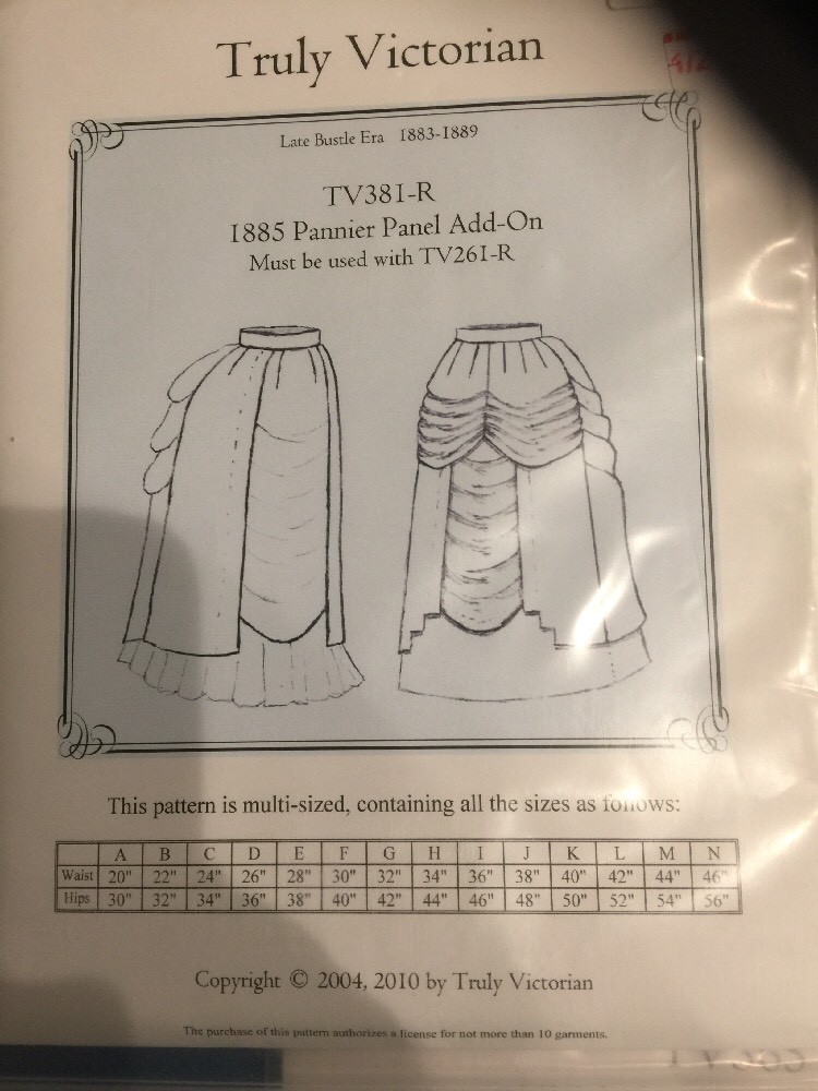 Truly Victorian sewing pattern for 1885 Pannier Panel add on TV381-R | eBay