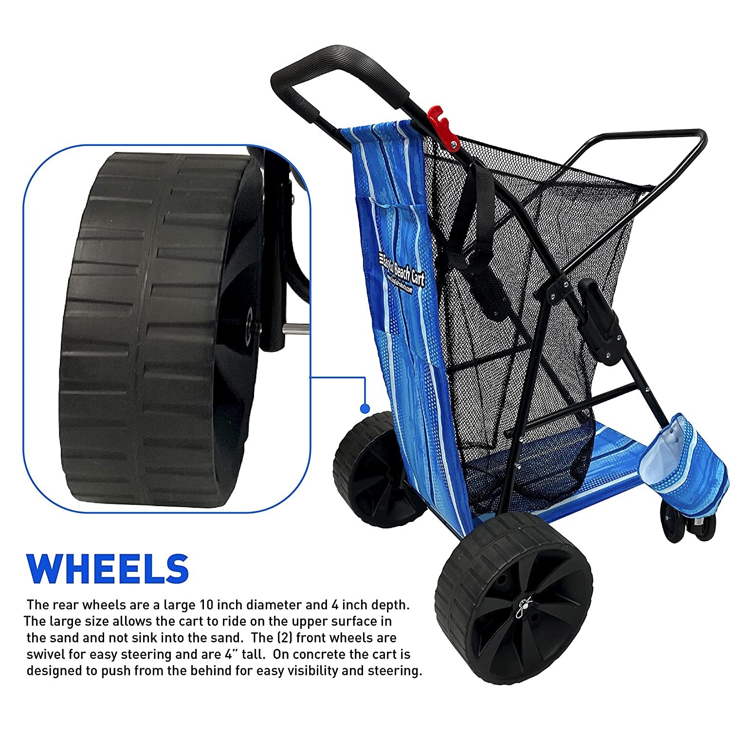 Beach Cart–Heavy Duty Folding Design–Large Wheels for Sand-Storage ...