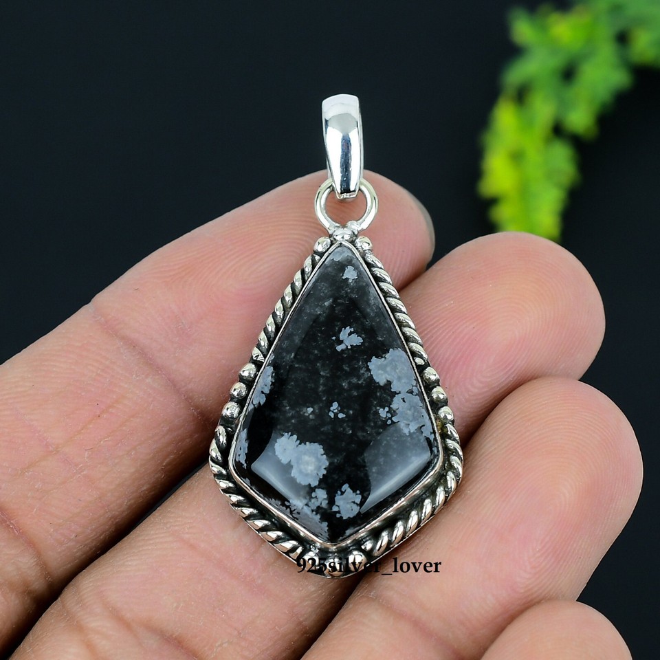 Snow Flack Jasper Gemstone 925 Sterling Silver Handmade Pendant Jewelry ...