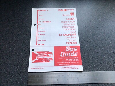 Fife Scottish Bus Group Route 95 Timetable November 1982 Leven Dundee ...