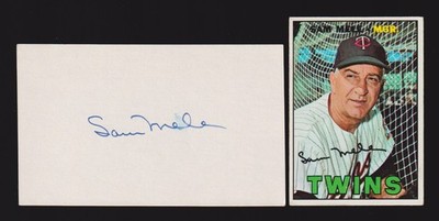Sam Mele ( Debut 1947 ) BOST WAS WHX MIN CIN SIGNED AUTOGRAPH AUTO 3x5 ...