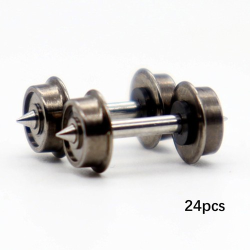 24 Pieces Metal DC Wheels Metal Axles for 1:160 Model Train DIY ...