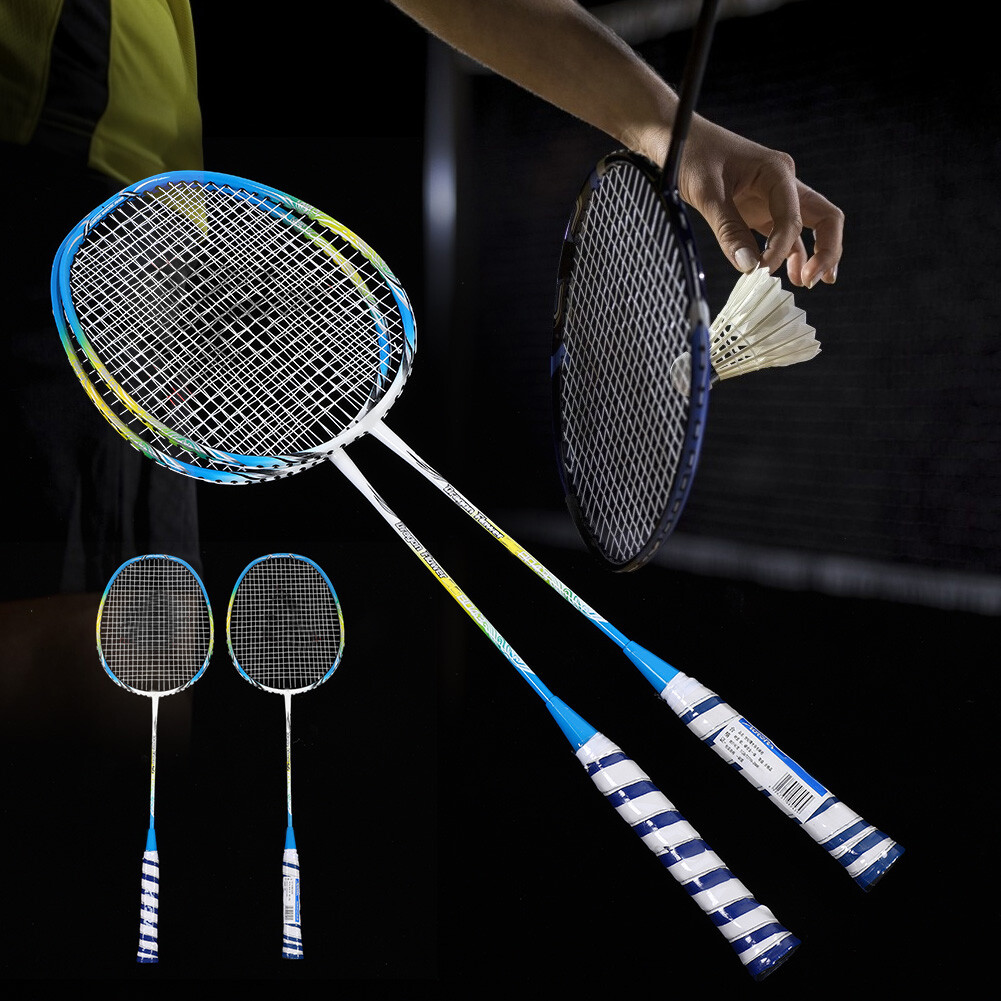 1 Pair Double Rackets Lightweight Badminton Racket Carbon Fiber For ...