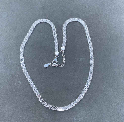 Sterling Silver s925 meshed net Snake flat necklace With Gift Box | eBay