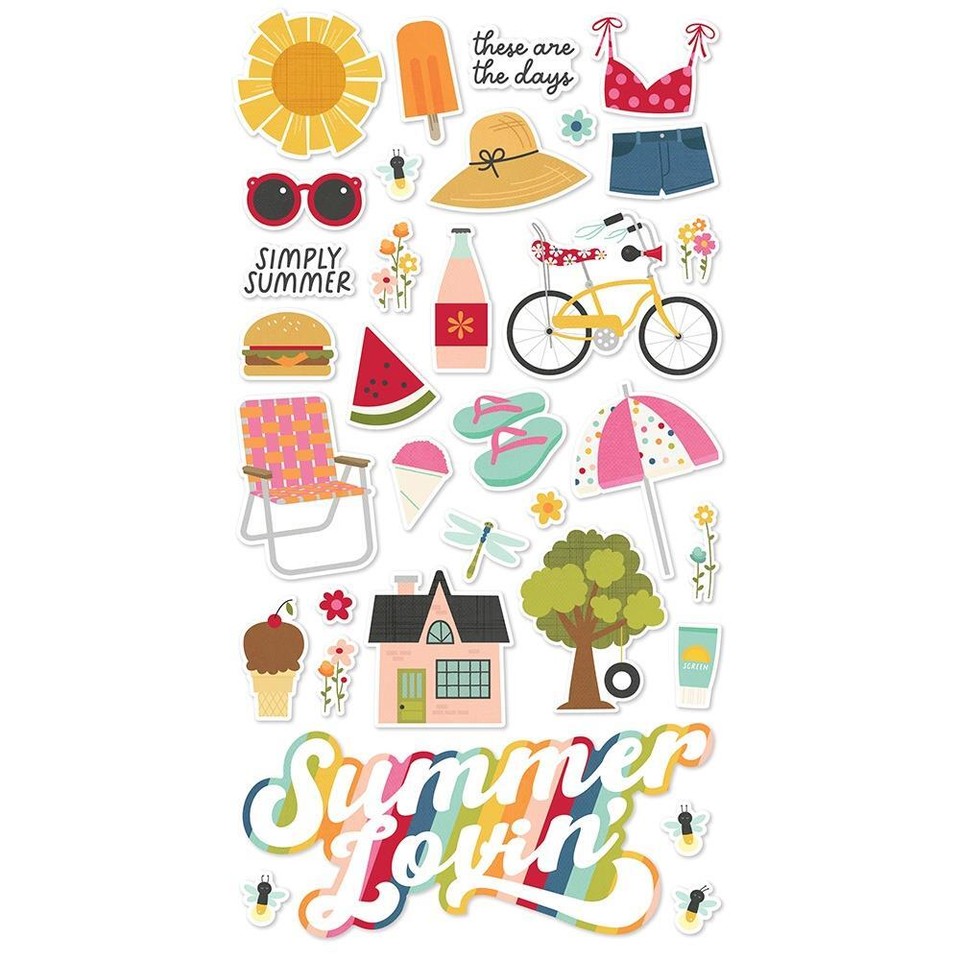 Simple Stories ~ SUMMER LOVIN' ~ Chipboard Stickers | eBay