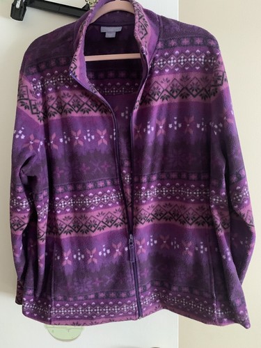 Purple with pink Laura Scot fleece jacket w/full zipper 2X 100% ...