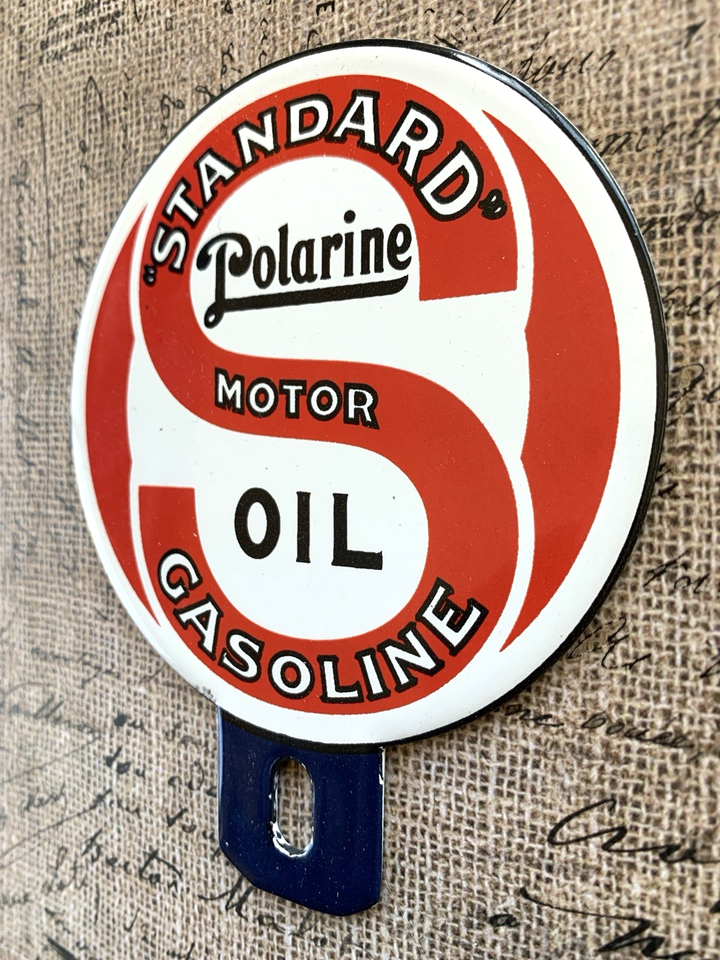 VINTAGE STANDARD POLARINE MOTOR OIL GASOLINE PUMP STATION PORCELAIN ...
