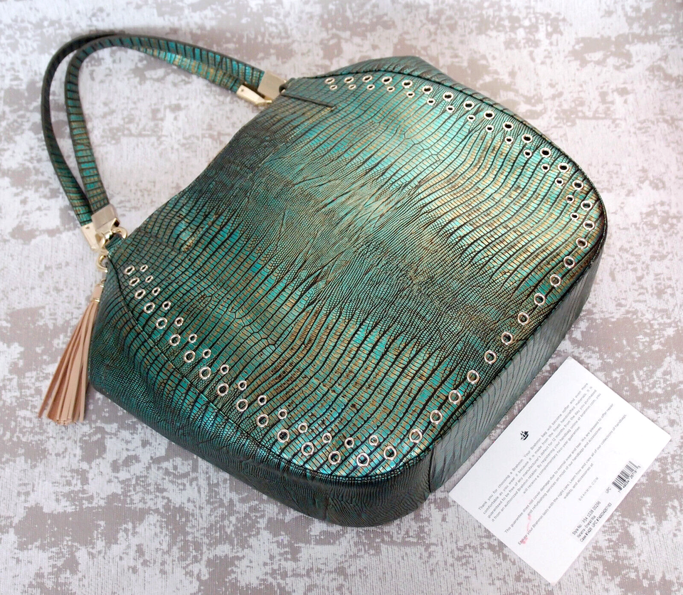 Brahmin MARIANNA in EMERALD MOA Leather Purse Handbag ️RARE ️ Pattern ...