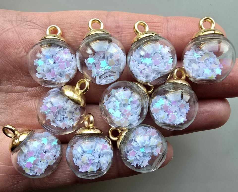 TINY STAR BAUBLES Craft Charm Bubble Pendant Christmas Decorations DIY ...