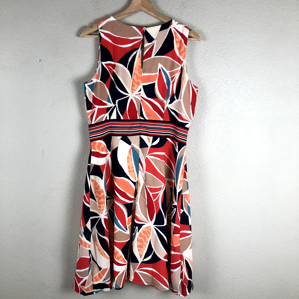 Chetta B Dress Womens 10 Petite Red Multicolor Abstract Geo Print A ...