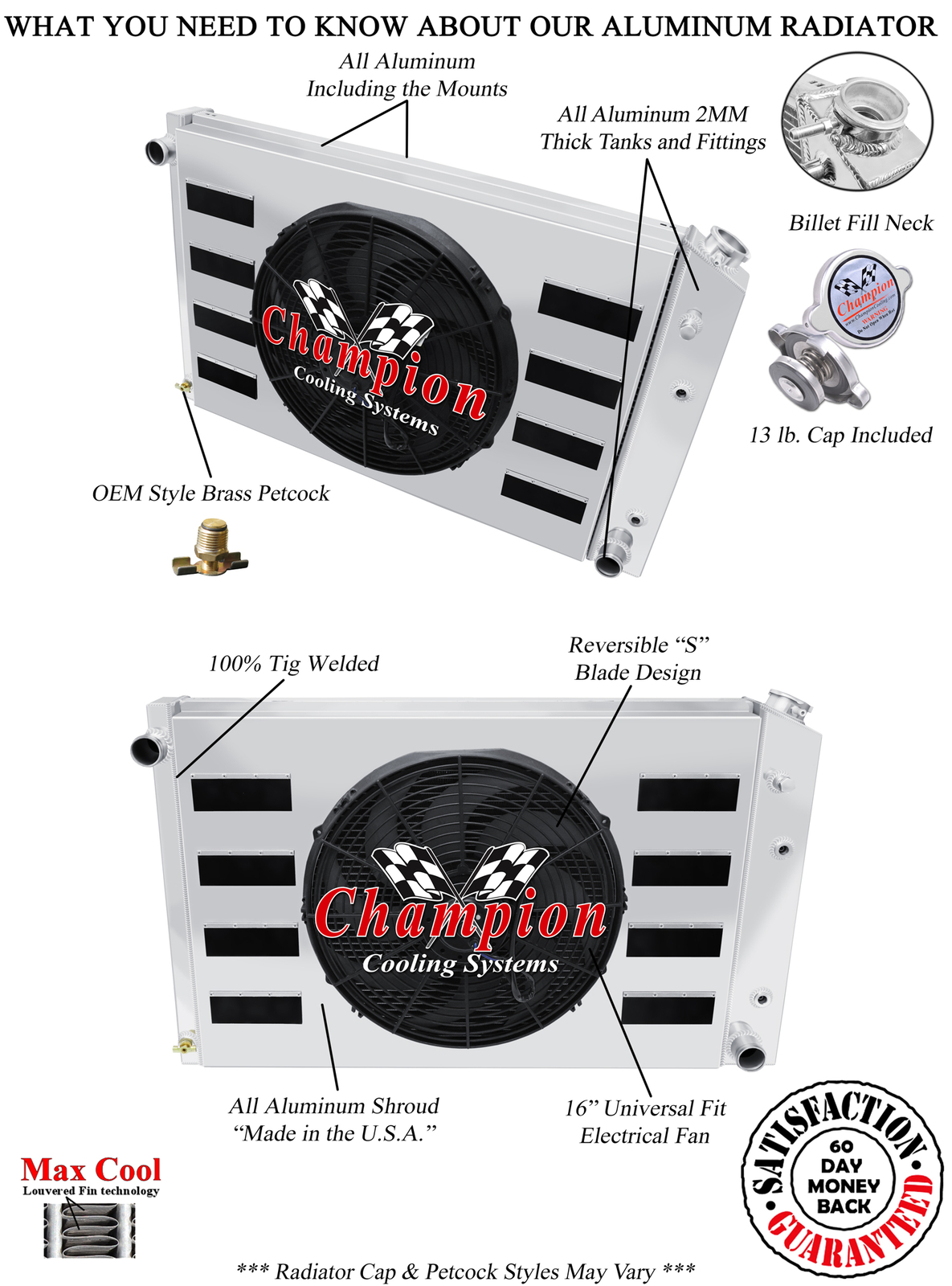 Perf 2 Row 1" Radiator 19x28",16" Fan,Flap Shroud-1973-1987 Chevy C/K ...