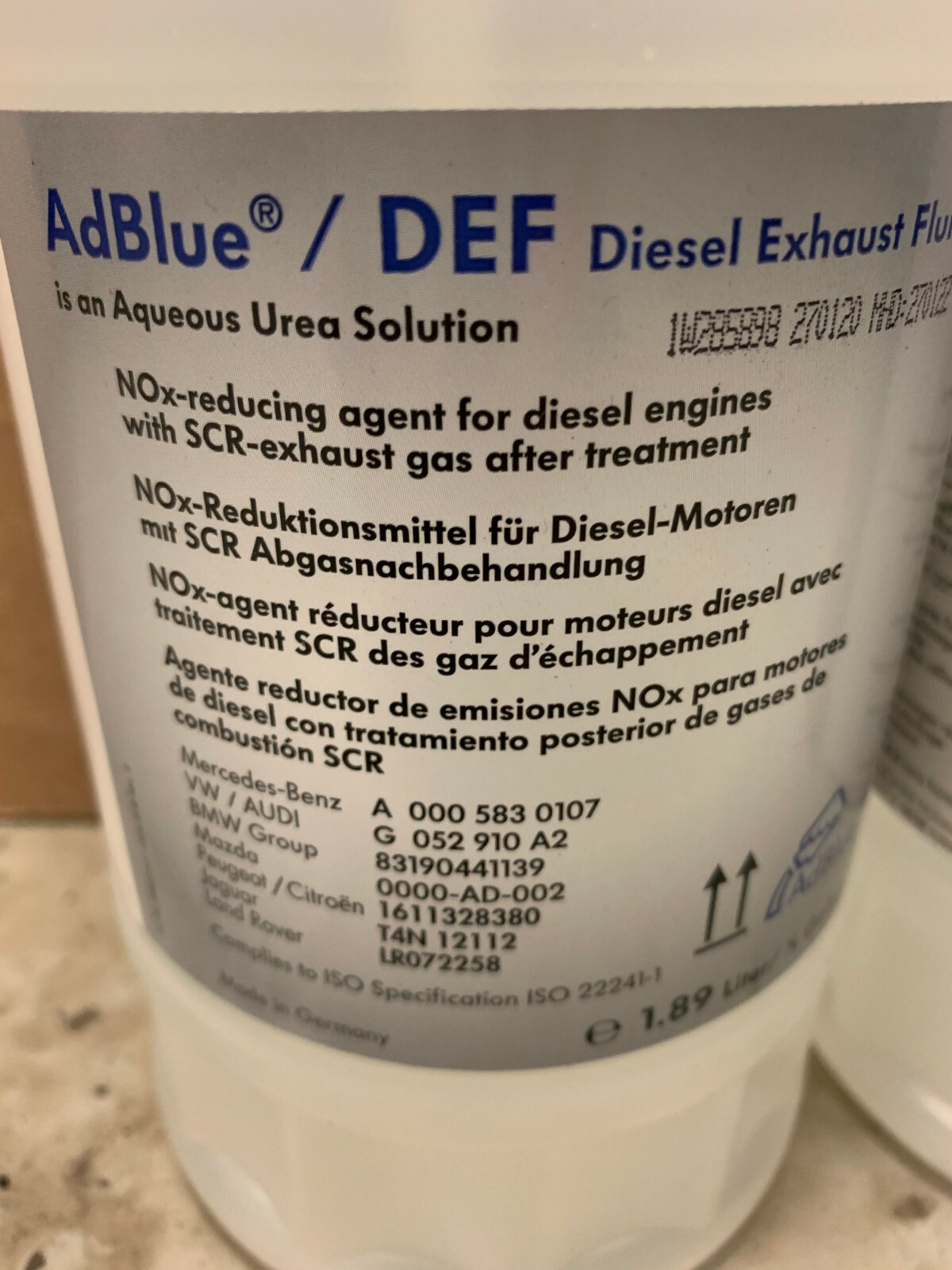 Genuine Jaguar Land Rover AdBlue Diesel Exhaust Fluid (DEF) 5x Top-Up ...