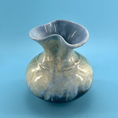 Vintage Kent Follette Art Pottery Vase Crystalline Glaze Ruffled Rim ...