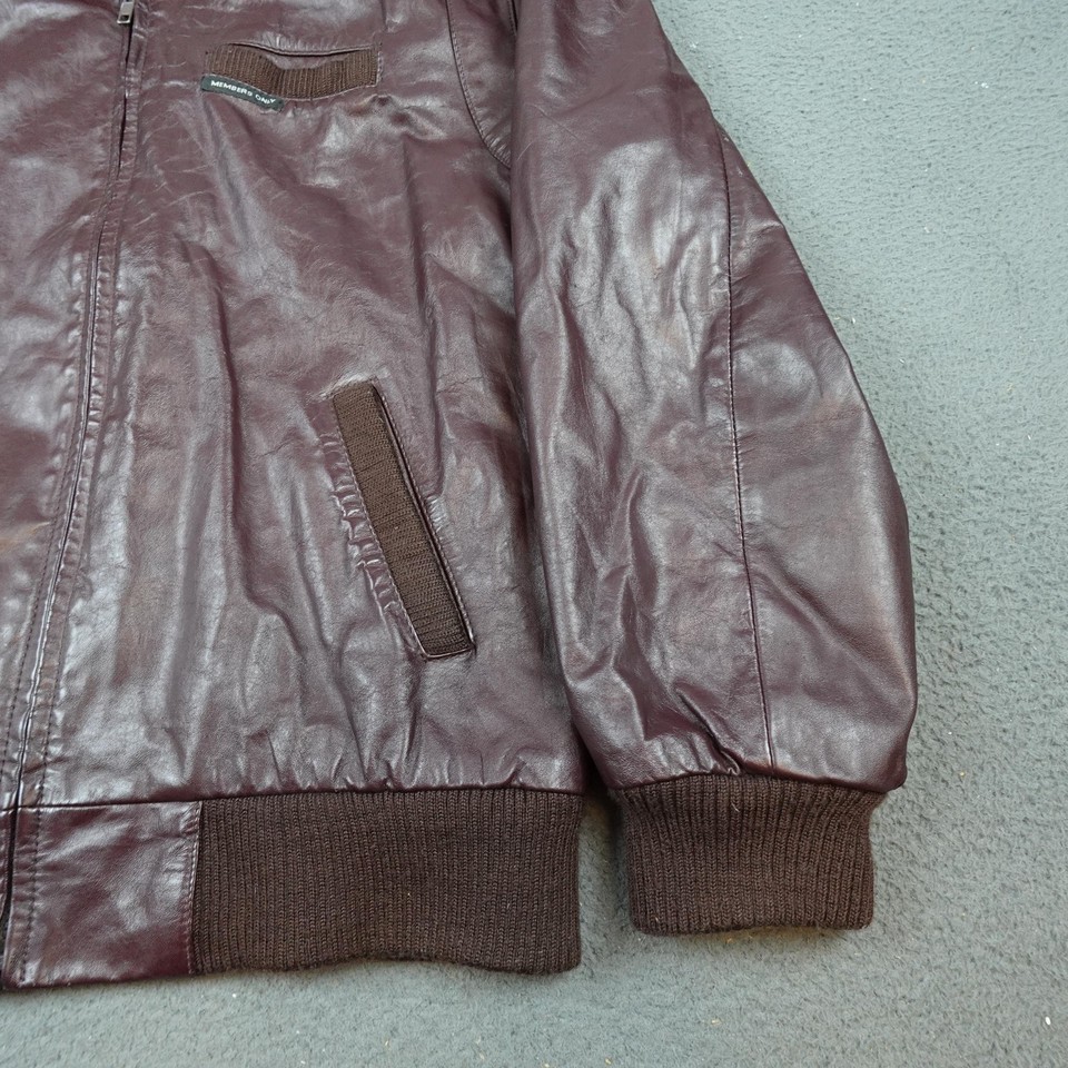 Vintage Members Only Jacket Mens 44L Burgundy Leather Bomber Moto 80s ...