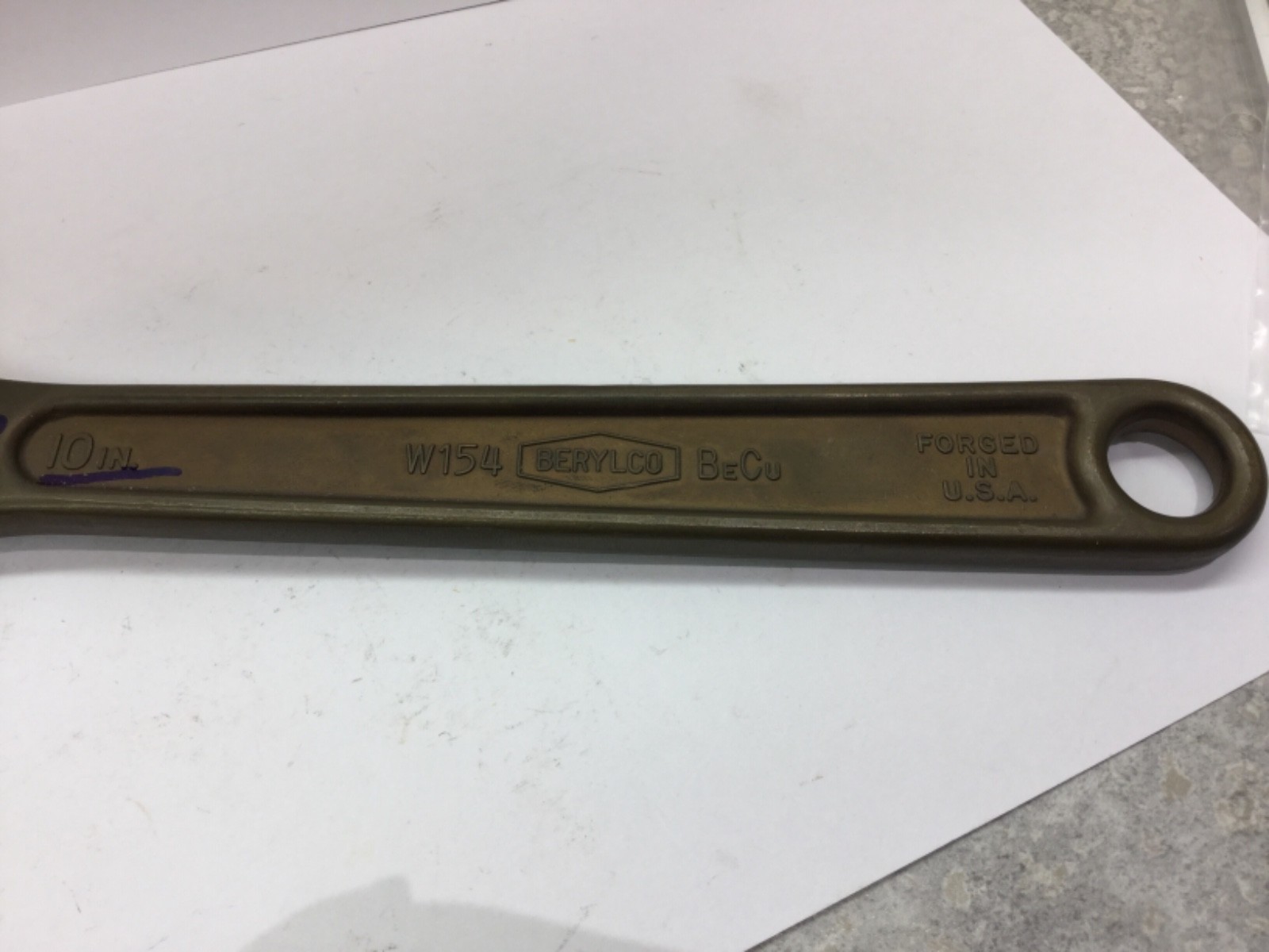 Berylco W154 10” Adjustable Spark Resistant Beryllium Copper Safety ...