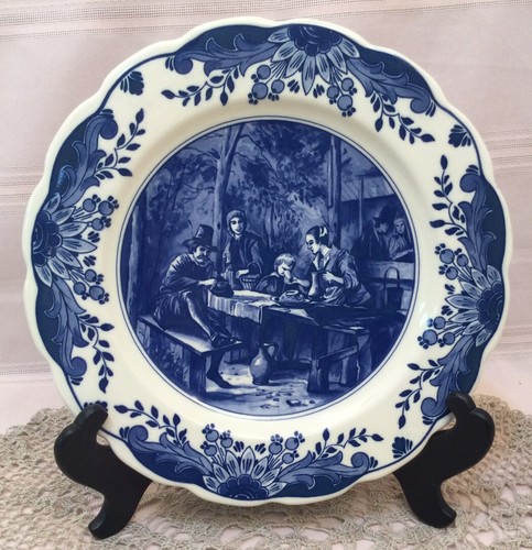 🏺VTG Delft Blue Porcelain Plate With Jan Steen Painting- Regina Holland ...