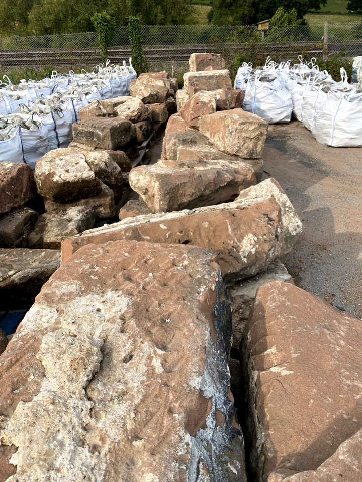 Reclaimed Red/Pink Large Sandstone Walling Blocks | eBay UK