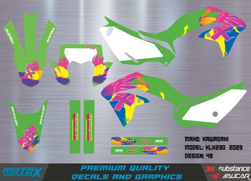 Decal Kit For KLX 230 2023 - Graphics Kit For Kawasaki Design 49 | eBay UK