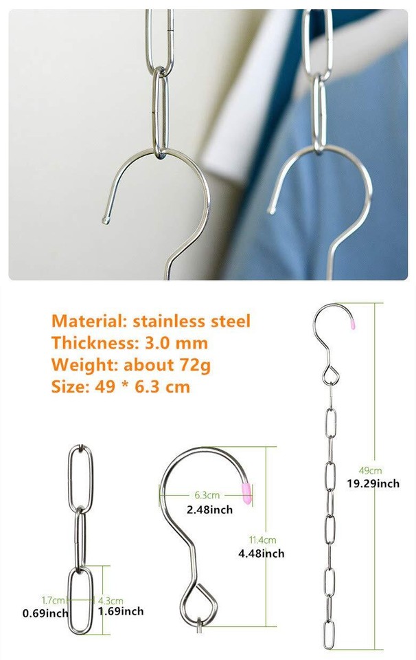 Falytemow Stainless Steel Space Saving Hanger Chains Magic Hangers ...