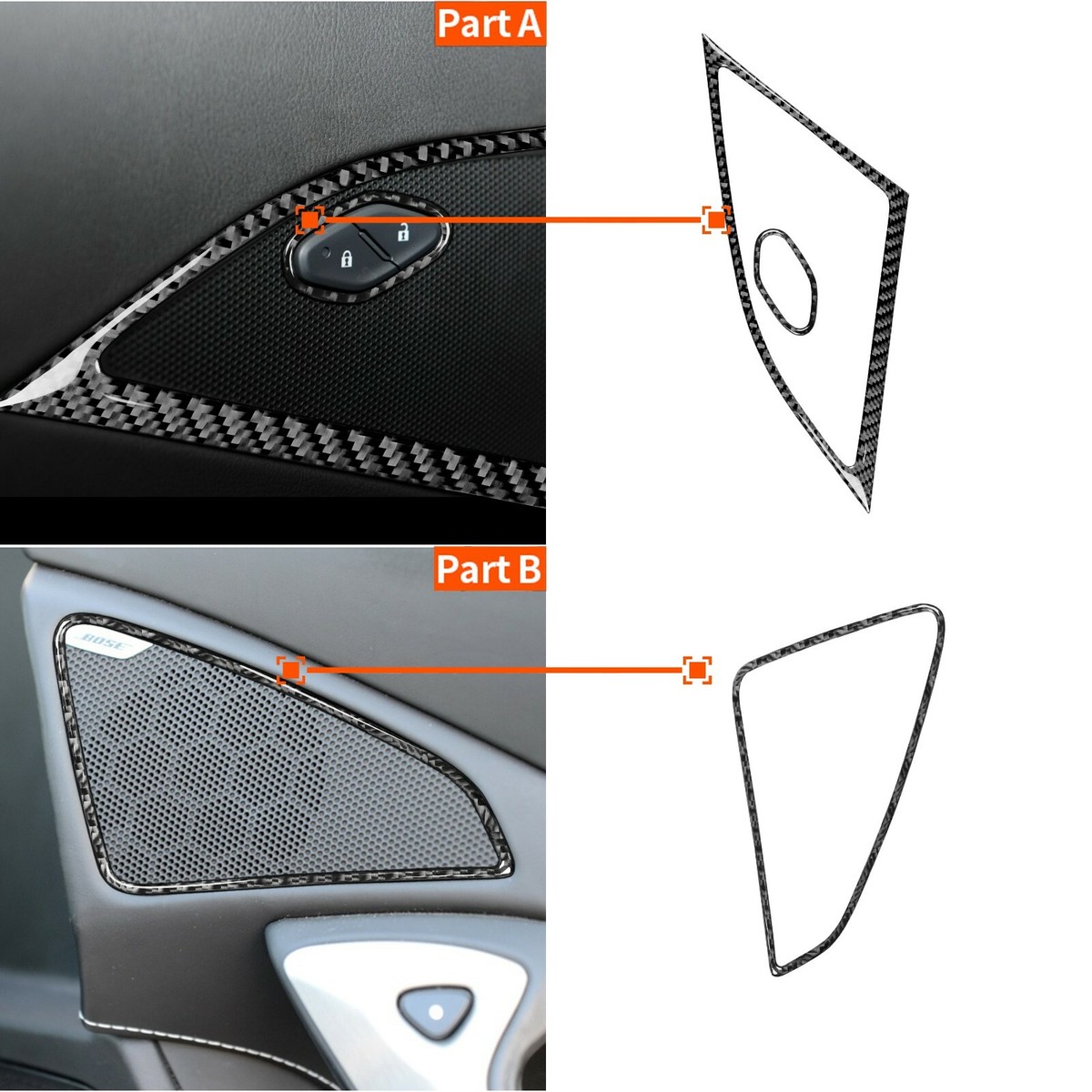 Real Carbon Fiber Inner Door Handle Frame Cover Trim For Defender 110
