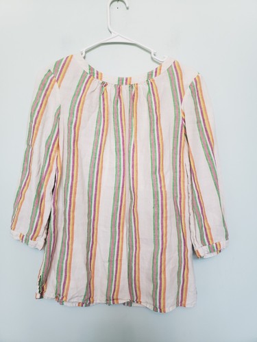 Boden Women’s 100% Linen Katie Top US 6 Button Back Striped Colorful 3/4 Sleeve | eBay