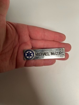 Vntg Paramedic Name Tag Pin Badge Employee Emergency Ambulance Uniform ...