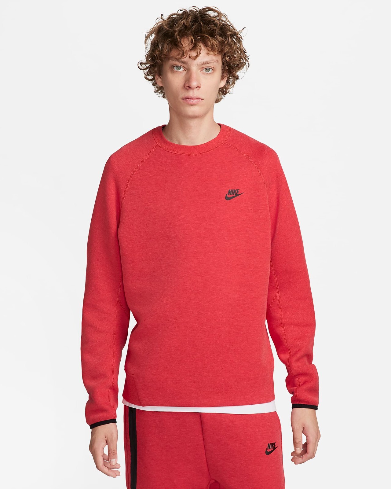 Nike Sportswear Tech Fleece Crewneck Sweatshirt Red Heather SMALL ...