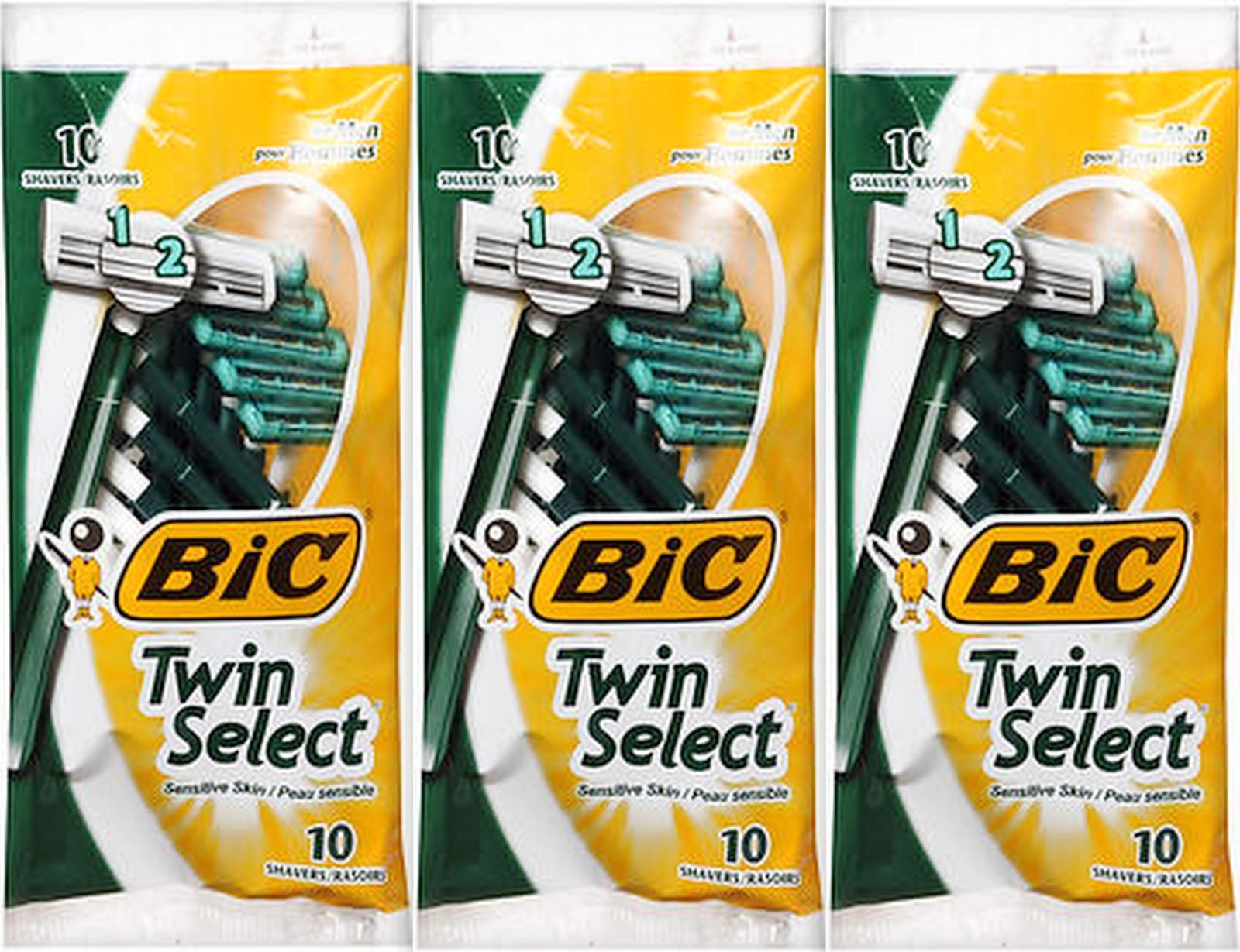 BIC TWIN SELECT Razors Men's Sensitive 10 Count ( 3 pack ) green ...