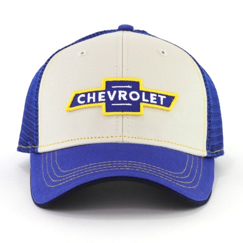 Chevrolet Retro Logo Tan Blue Mesh Snapback Trucker Hat Baseball Ball ...