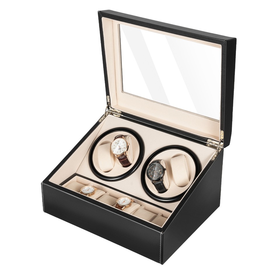 4+6 Luxury Automatic Rotation Watch Winder Box Display Organizer Case ...