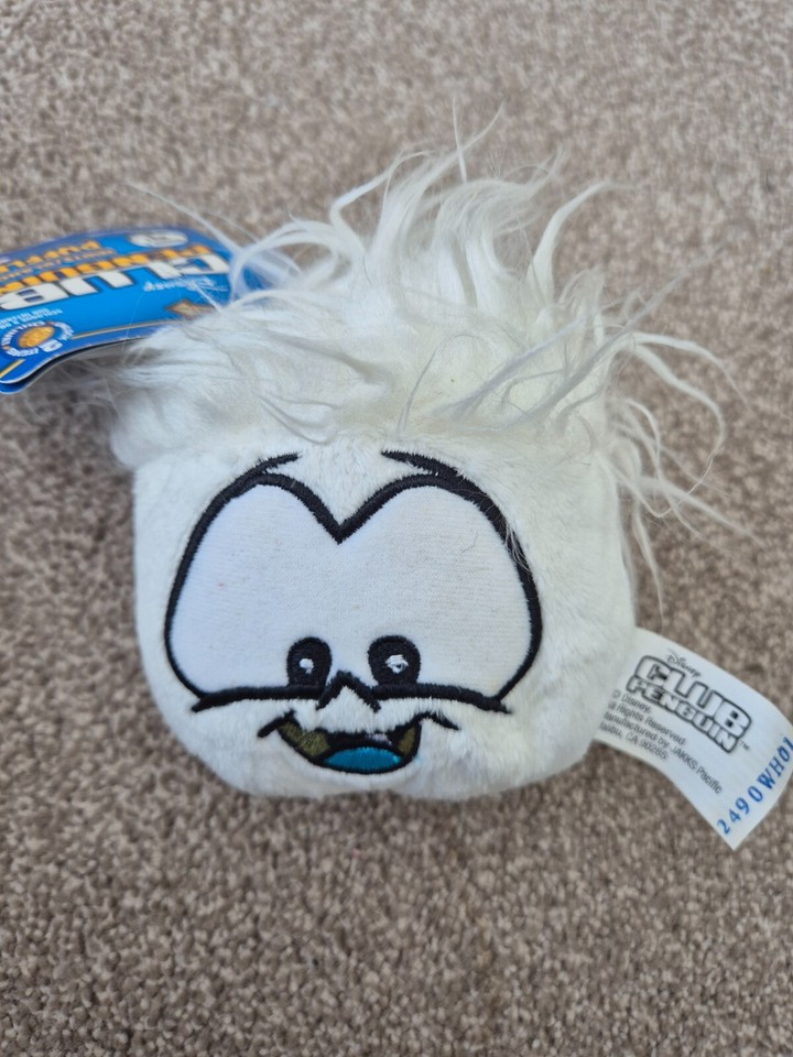 JAKKS 4" DISNEY CLUB PENGUIN SERIES 5 WHITE PUFFLE PENGUIN PLUSH SOFT ...