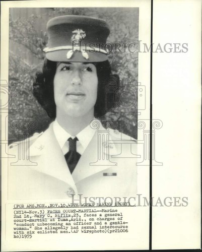 1975 Press Photo Marine 2nd Lt. Mary Niflis faces general court-martial ...
