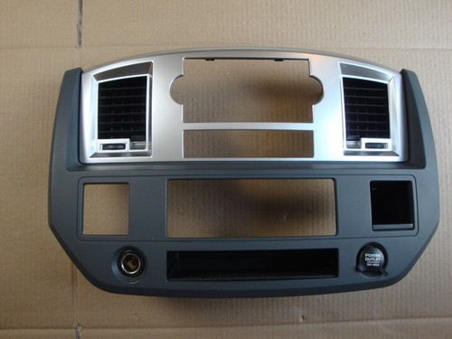 DODGE RAM 1500 2500 3500 CENTER DASH RADIO BEZEL GRAY SILVER OEM 06 07 ...