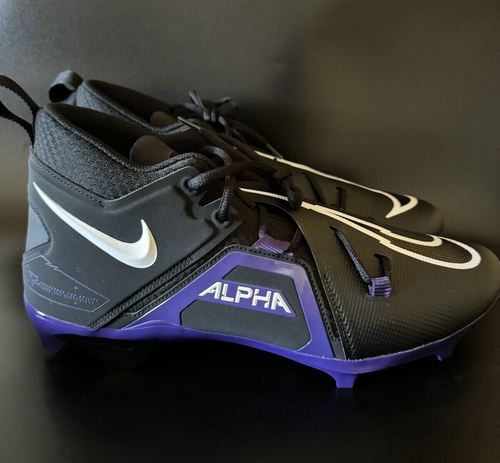 Nike Men's 15 Alpha Menace Pro 3 Mid PE Football Cleats Black/Purple ...