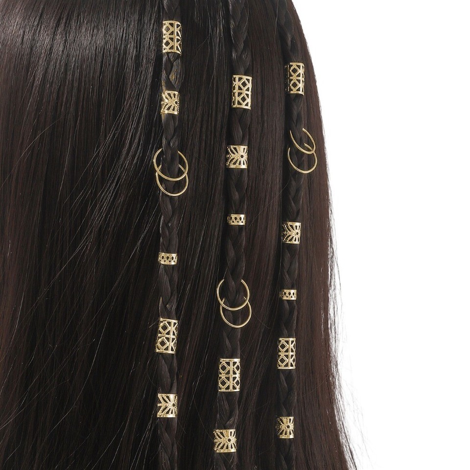 80Pcs Personalized Hollow Out Hair Ring Dreadlocks Beads Hair Rings ...