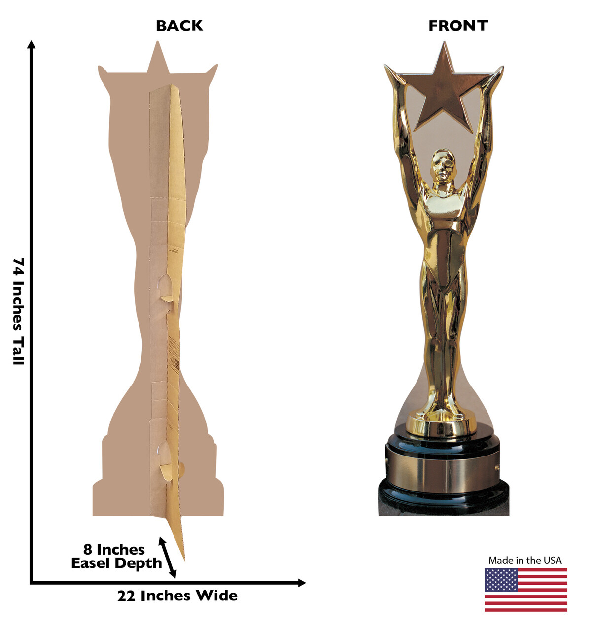 GOLD STAR AWARD STATUE TROPHY LIFESIZE CARDBOARD STANDUP STANDEE CUTOUT ...