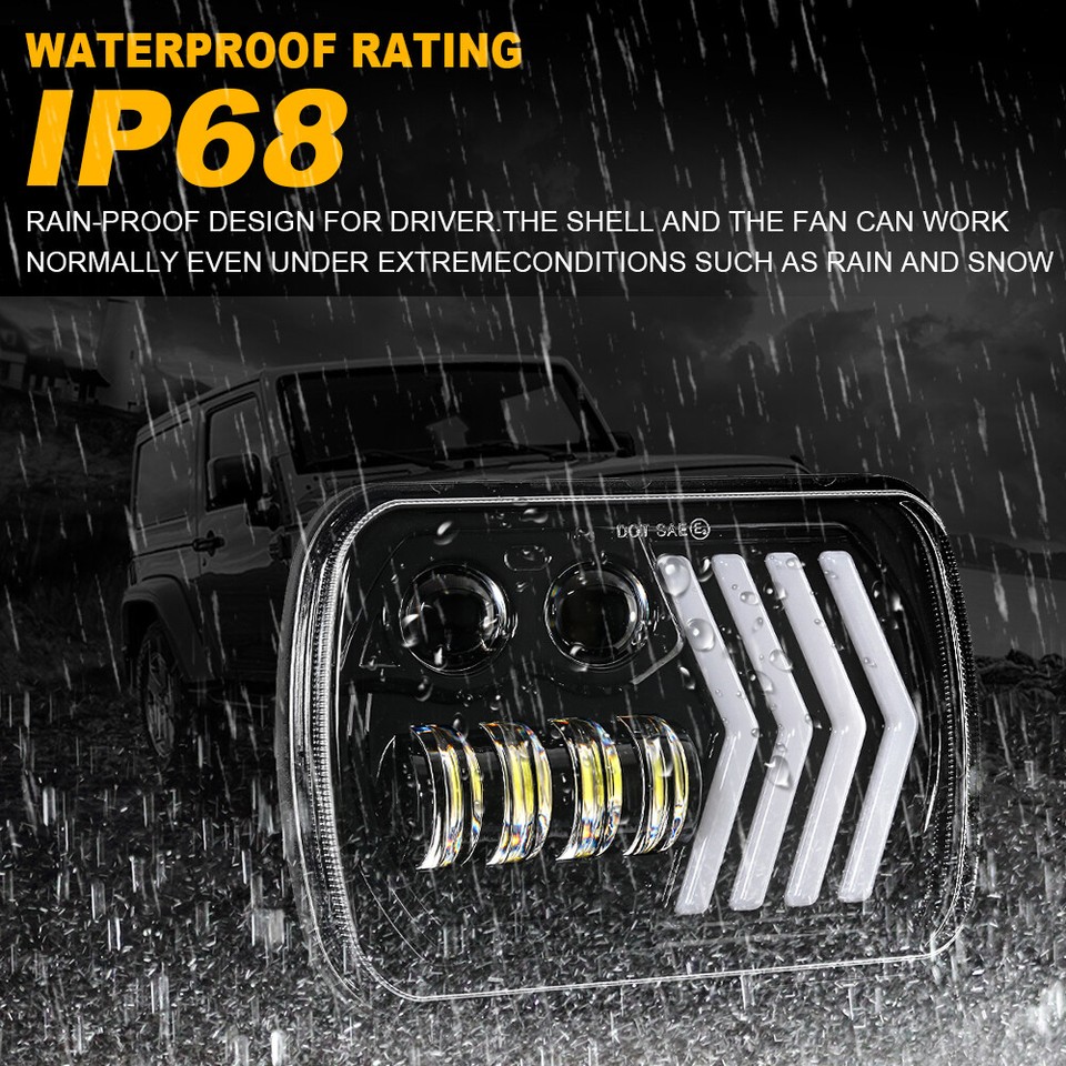 For Nissan D21 Pickup 1986-1994 Pair 7x6" LED Headlight High Low DRL ...