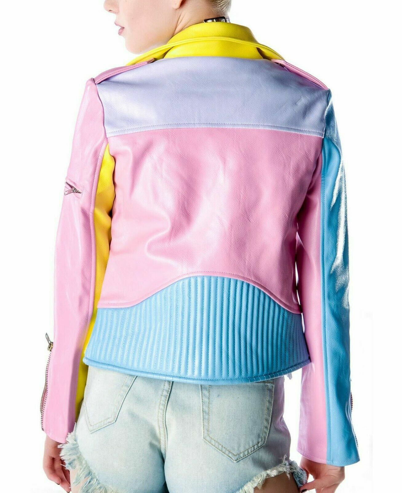 Women's Multi-Colored Leather Jacket Genuine Lambskin Motorcycle Jacket ...