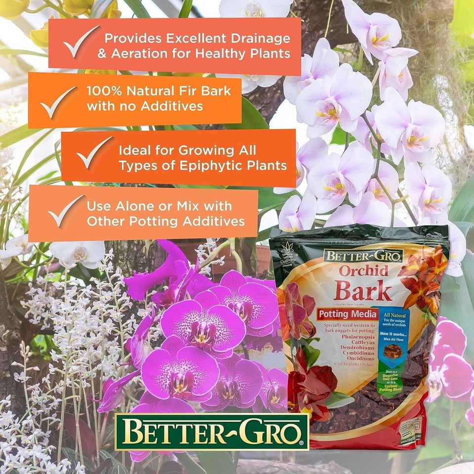Sun Bulb Company Inc 50180 Better GRO 4-Quart Orchid Bark, Brown (Pack ...