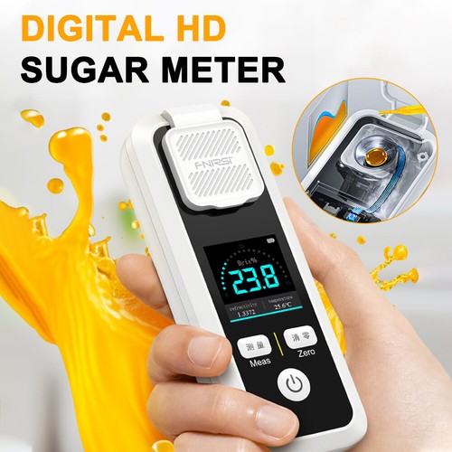 Digital Brix Refractometer Rechargeable Sugar Content Meter Fruit Juice ...