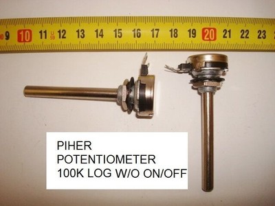 CARBON PIHER POTENTIOMETER.100K LOG S/IW/O ON/OFF. P8 | eBay