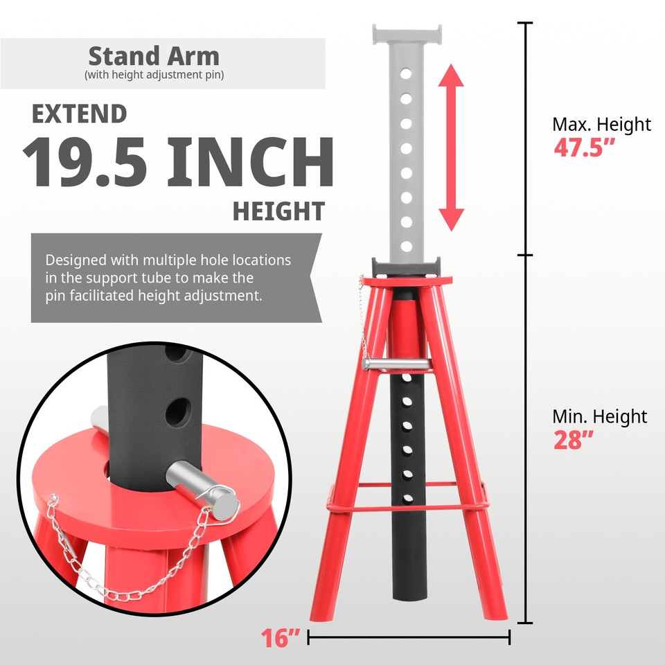 10 Ton(20000 lb) Heavy Duty Steel Jack Support Stand for Car Truck 28 ...