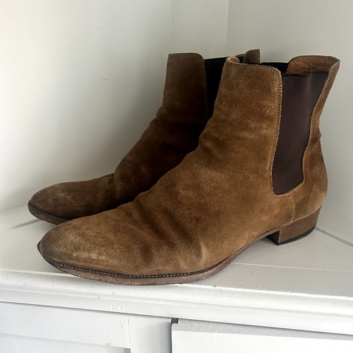 Men's YSL Saint Laurent tan suede chelsea boots 43 | eBay